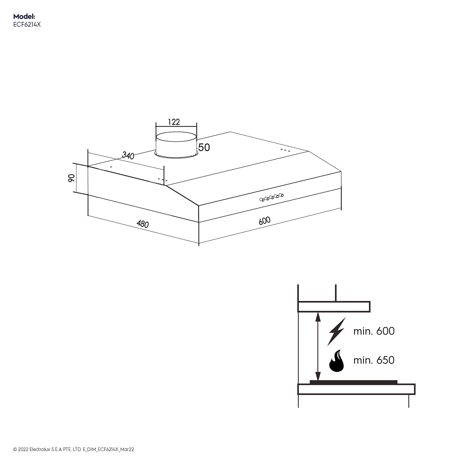 60cm UltimateTaste 300 fixed cooker hood - ECF6214X | Electrolux Malaysia