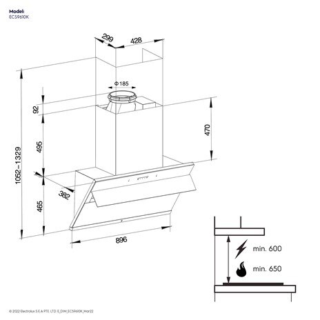90cm UltimateTaste 500 slope cooker hood - ECS9610K | Electrolux Malaysia