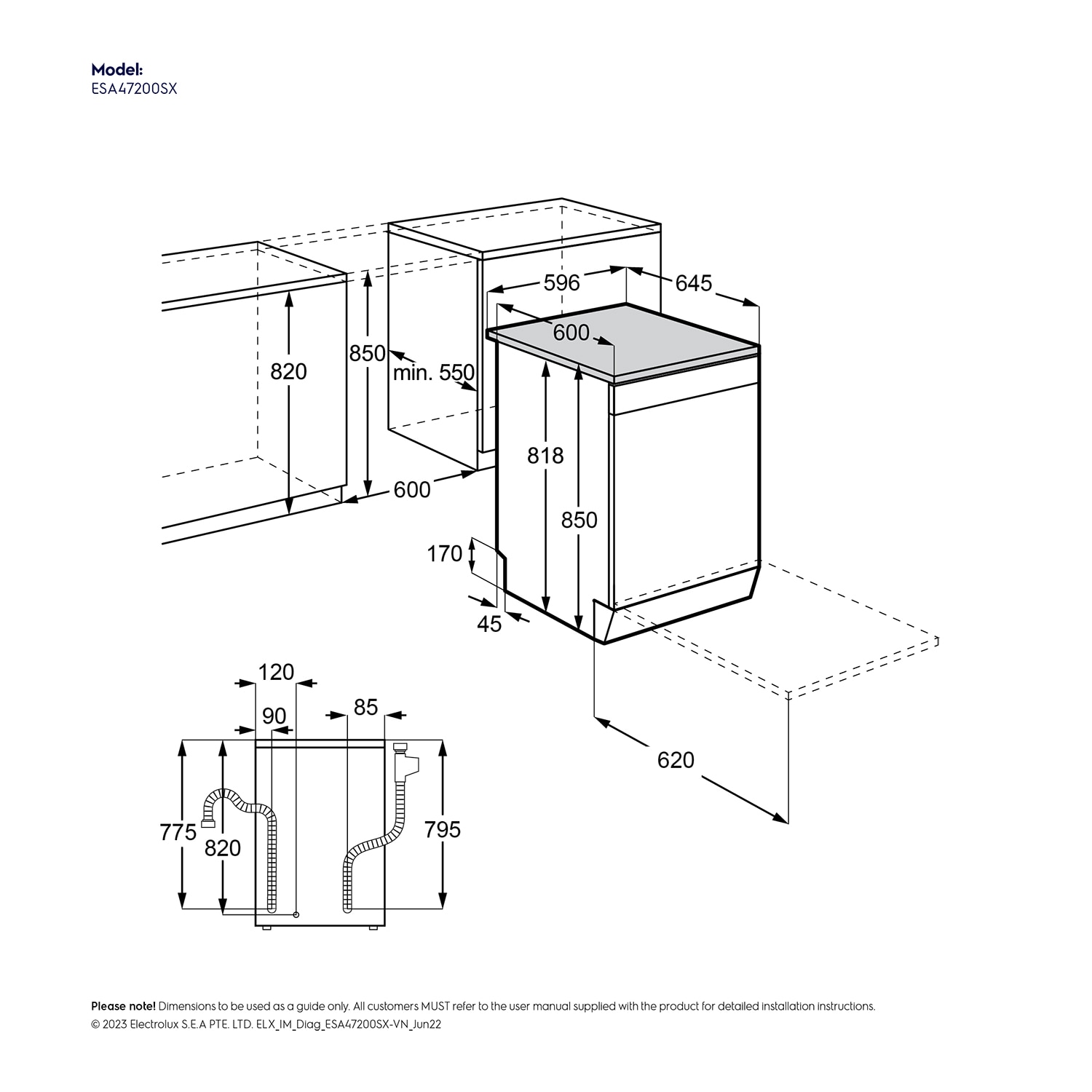 60cm dishwasher with 13 place settings - ESA47200SX | Electrolux Malaysia