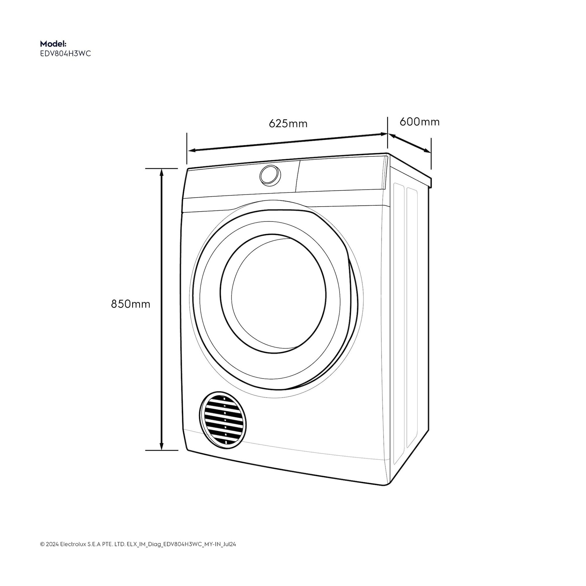 8kg UltimateCare 300 venting dryer - EDV804H3WC | Electrolux Malaysia