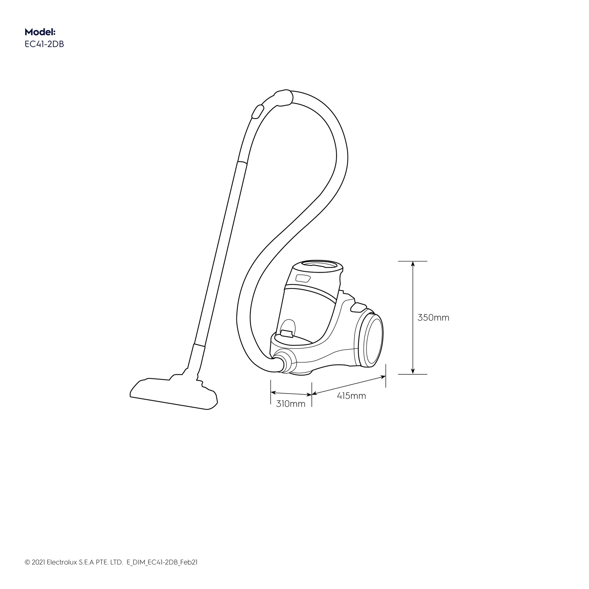 2000W Ease C4 canister vacuum cleaner - EC41-2DB | Electrolux Malaysia