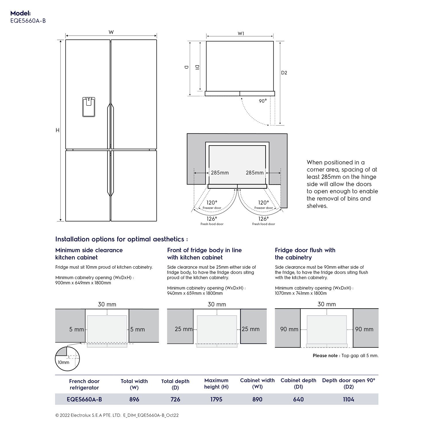 562L french door refrigerator - EQE5660A-B | Electrolux Malaysia