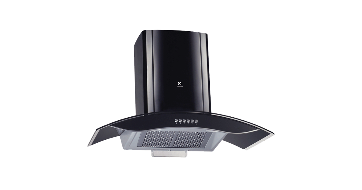 90cm Curved Glass Chimney Kitchen Hood - Black | Electrolux Malaysia